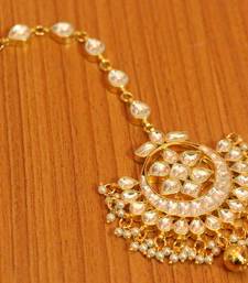 Chaand Bali Gold Look Kundan Polki Maang Tikka - Sanvi Jewels - 2712537