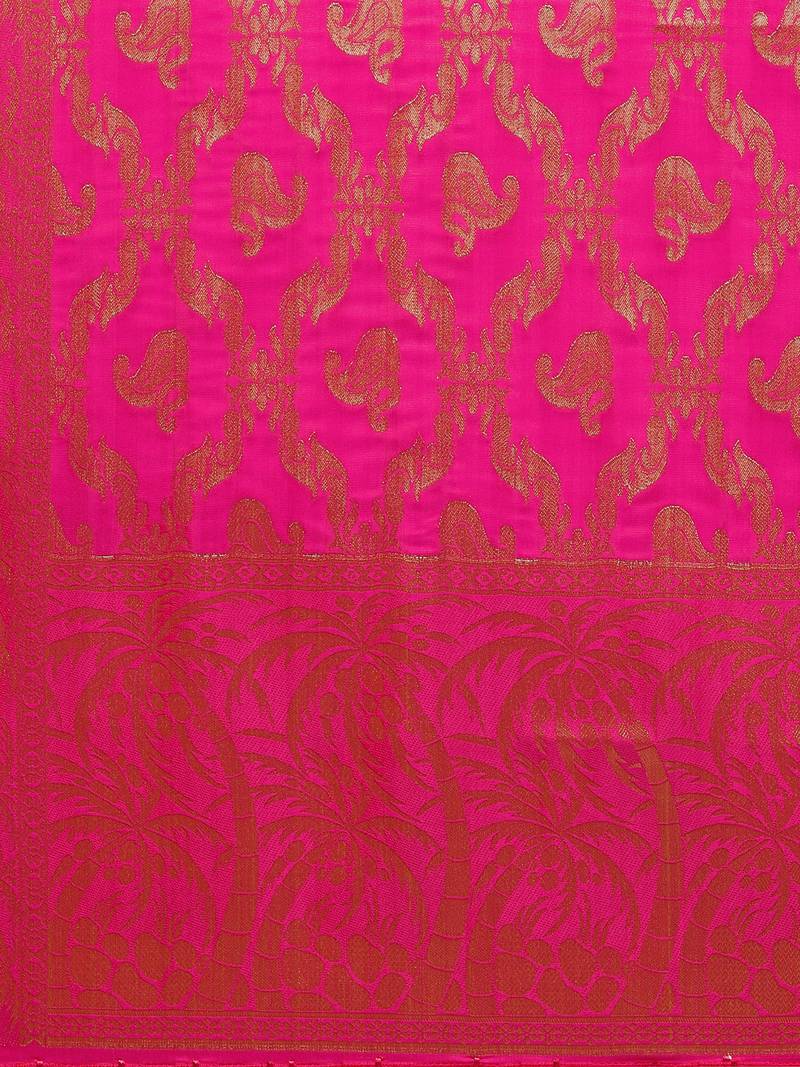 Pink Color Poly Silk Banarasi Women's Dupatta - Satrani Fashion - 2718587