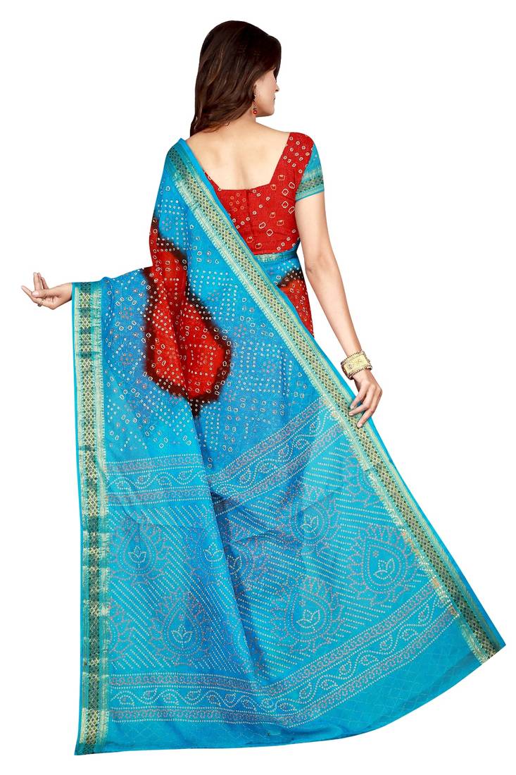 Blood red bandhani saree with blouse - Dealsure - 2718643