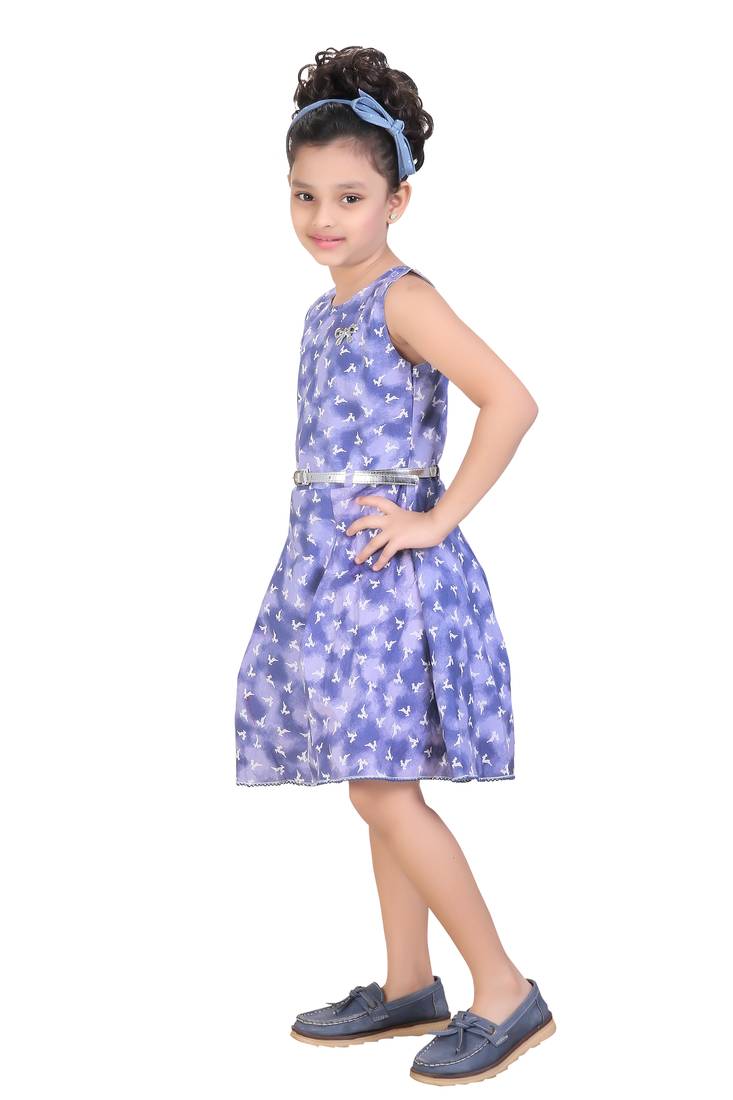 Trendy Girls Party Wear Cotton Frock - Brown Forest - 2726463