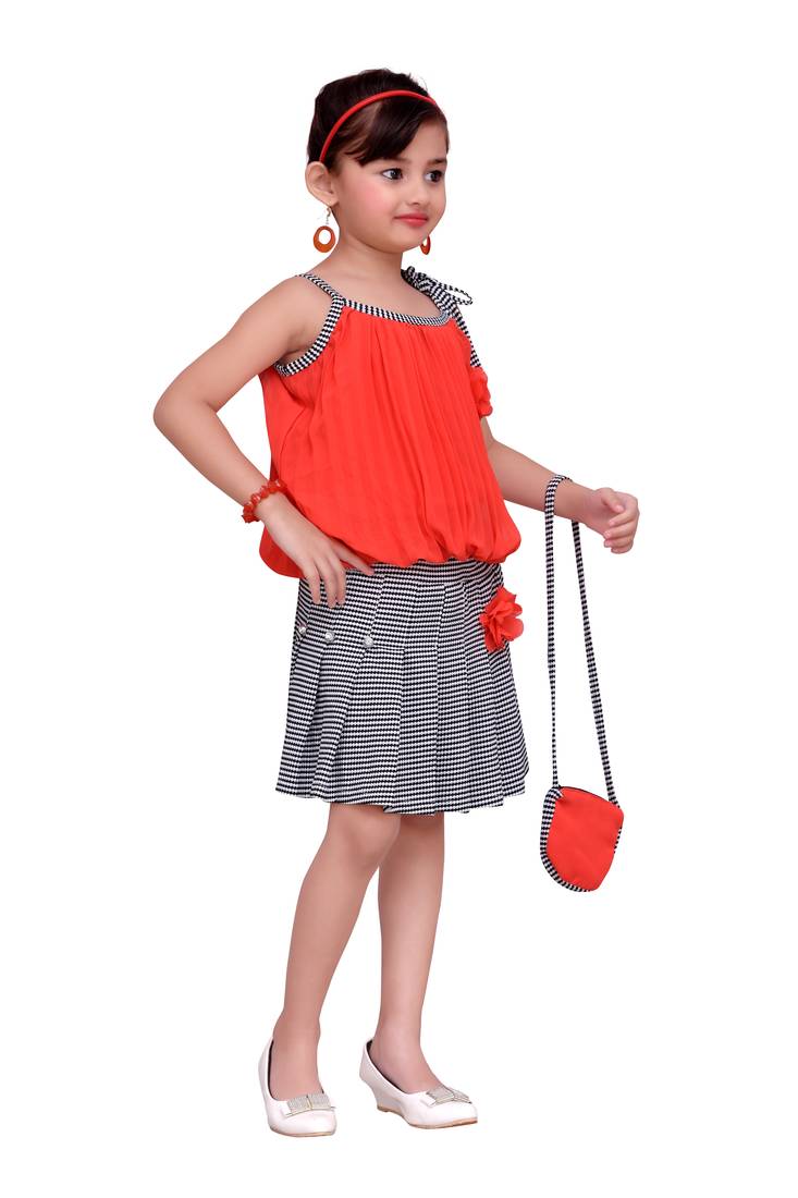 Red Kids Partywear Dress For Girls - AJ Dezines - 2728965
