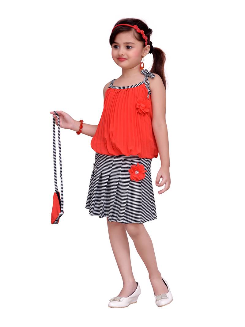 Red Kids Partywear Dress For Girls - AJ Dezines - 2728965