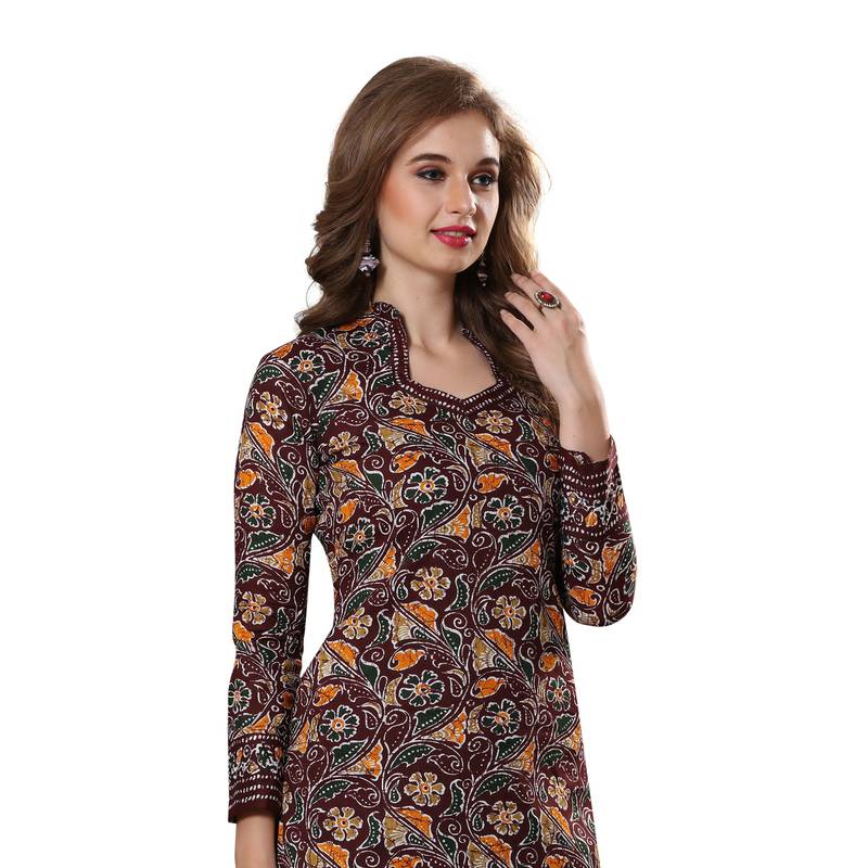 Maroon batik cotton salwar with dupatta - 9blings - 2730199