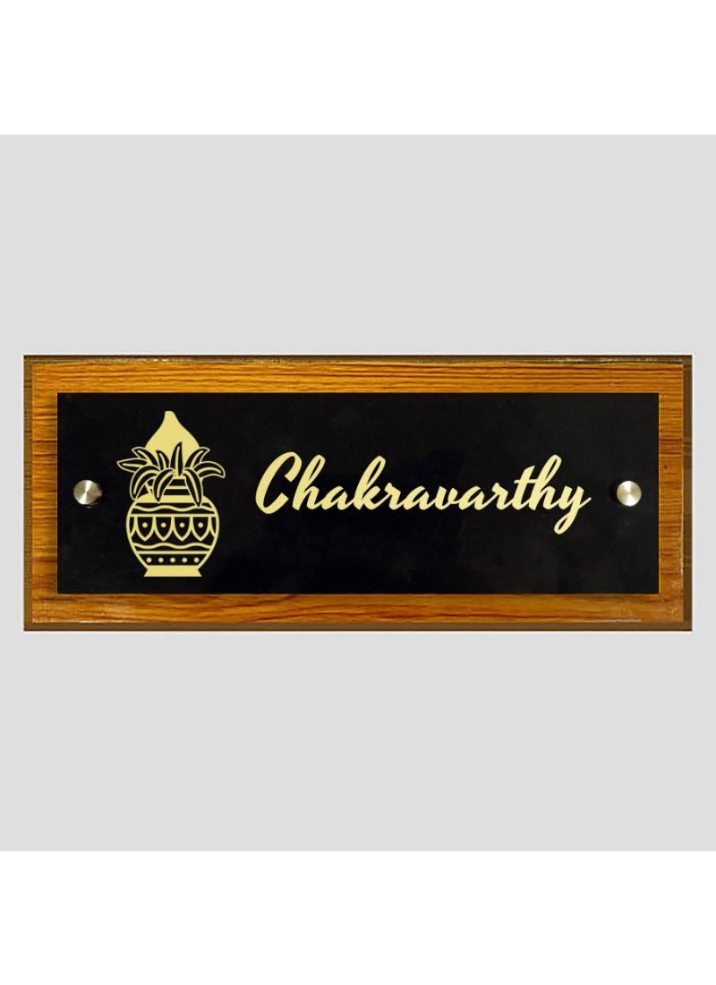 Personalised Kalash Acrylic & Wooden TeakFloat Nameplate by Engrave ...