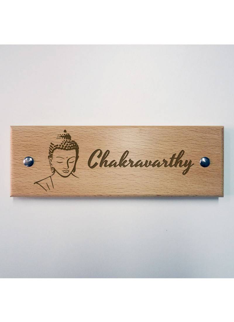 Personalised Buddha Wooden Name Plate by Engrave - Engrave - 2734730