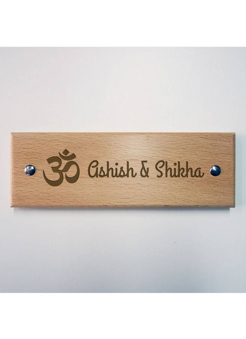 Personalised Om Wooden Name Plate by Engrave - Engrave - 2734740