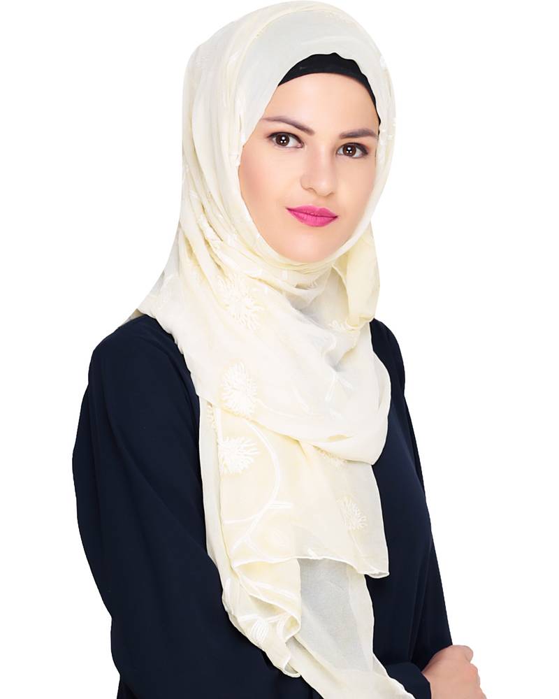 Yellow plain Viscose Georgette hijab - Modest Forever - 2737801