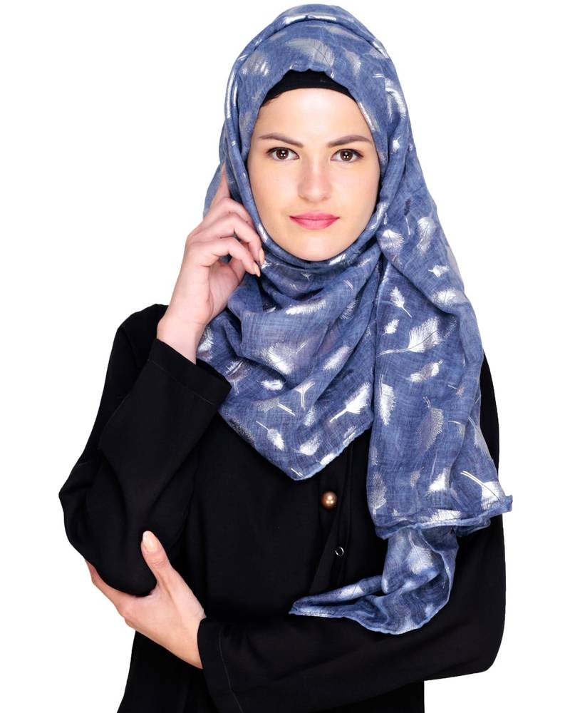Blue plain Viscose Cotton hijab - Modest Forever - 2737892