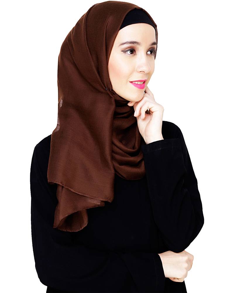 dark brown plain Viscose Cotton hijab - Modest Forever - 2737916