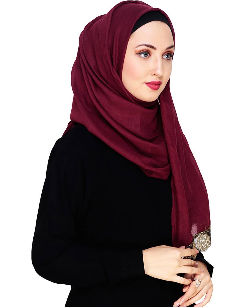 Wine plain Viscose Cotton hijab - Modest Forever - 2738000