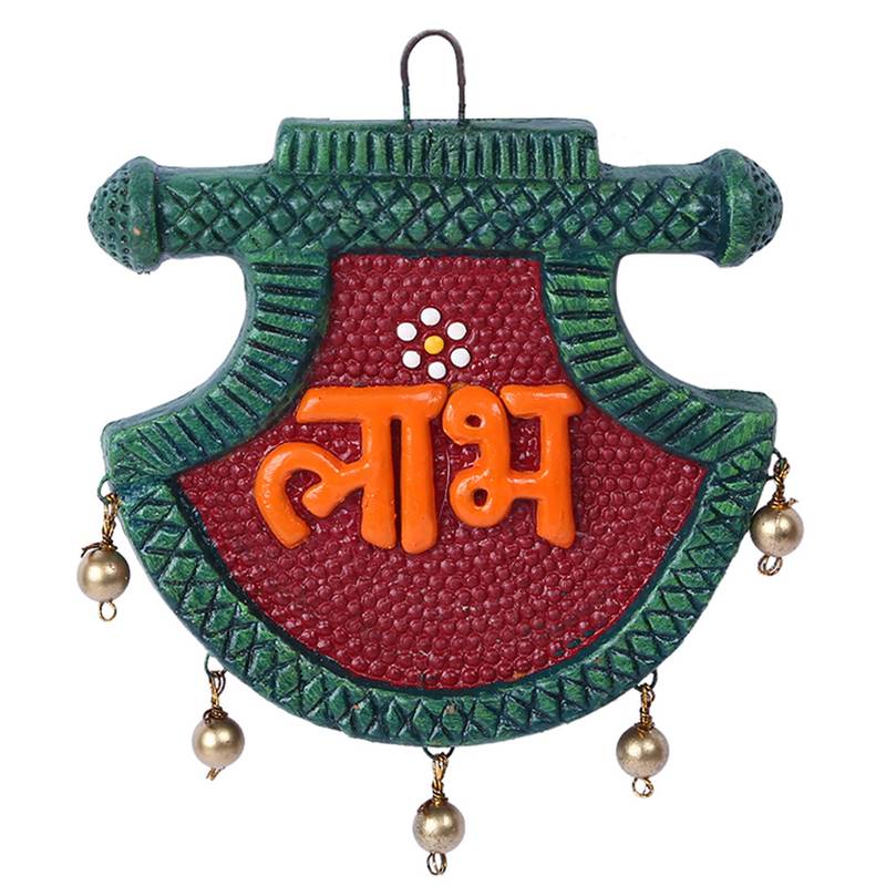 Shubh Laabh Terracotta Wall Hanging - Aapno Rajasthan - 2738769