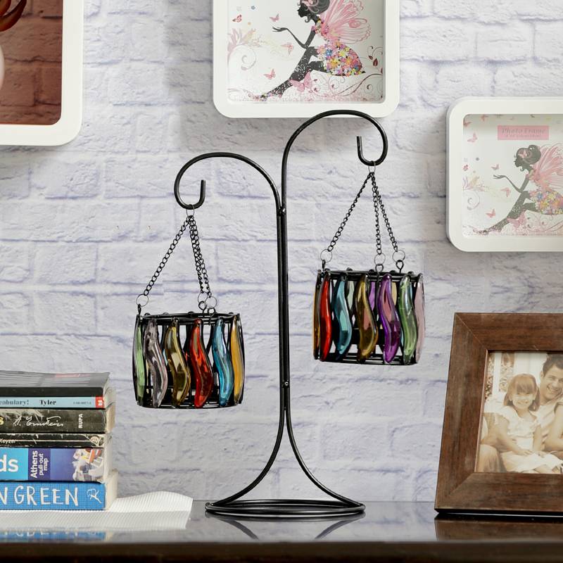 Weight Balance Colored Glass Tea Light Holders - Aapno Rajasthan - 314804