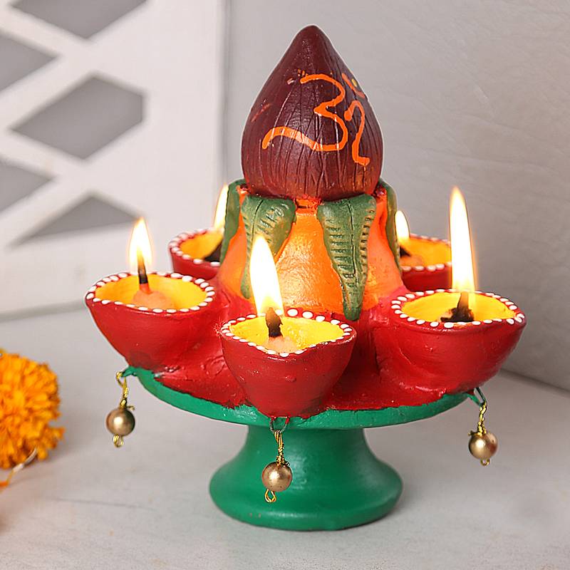 Aapno Rajasthan Auspicious 4 Faced Kalash Design Terracota Diya - Aapno ...