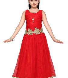 Red Plain Net Kids Girl Gowns - Aarika - 2740364