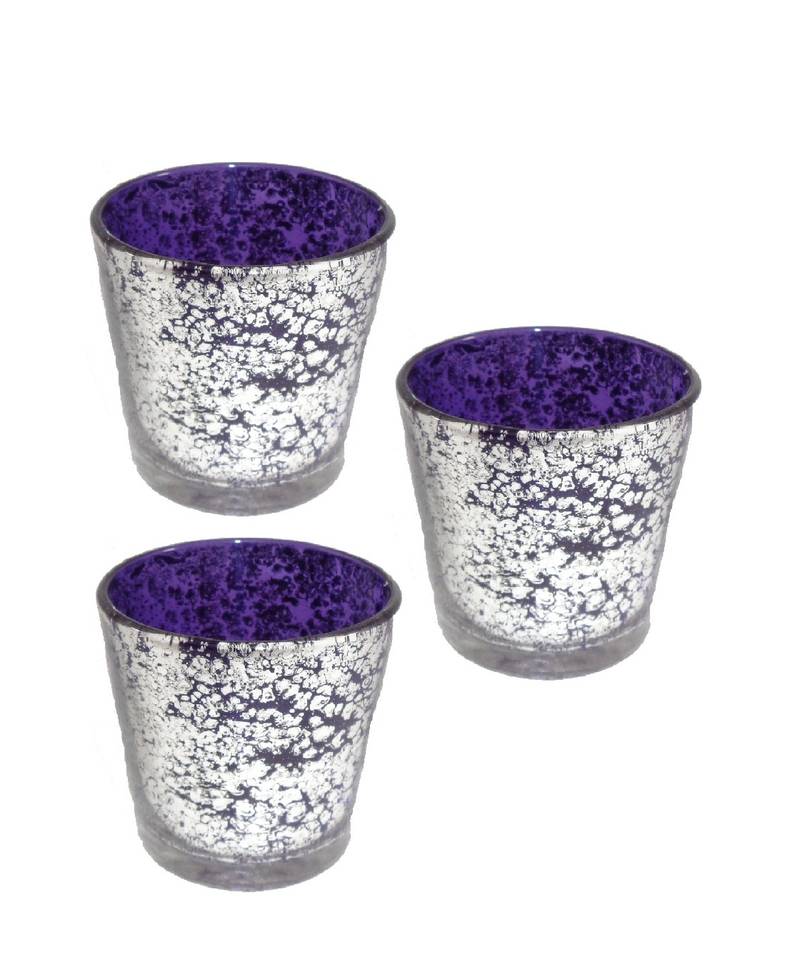 Purple Antique Set of 3 Silver Purple Glass Votives by Deco Dreamz ...