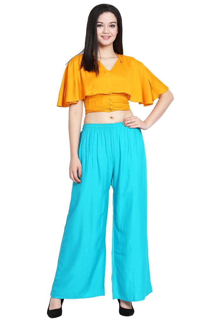 Rama Green Color Plain Sarara Plazo - ASMAANI - 2746455