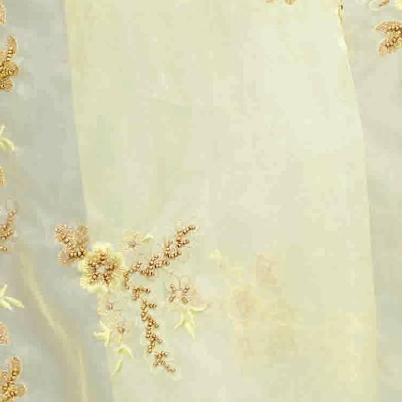 Yellow embroidered organza saree with blouse - Patang International ...