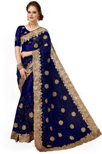 Buy Designer Net Saree Online - Mirraw