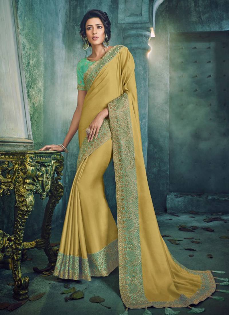 Monjolika Fashion Cream plain silk blend saree with blouse - Monjolika ...
