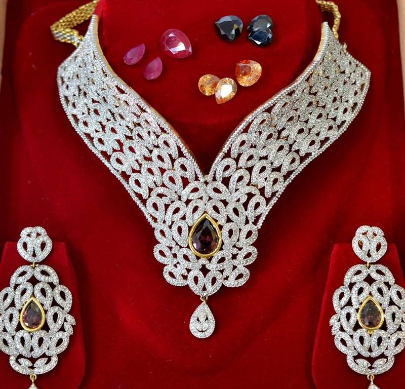 Changeable Diamond Choker Set - Dilan Jewels - 33619