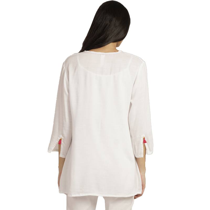 White plain cotton long-tops - BKind - 2762242