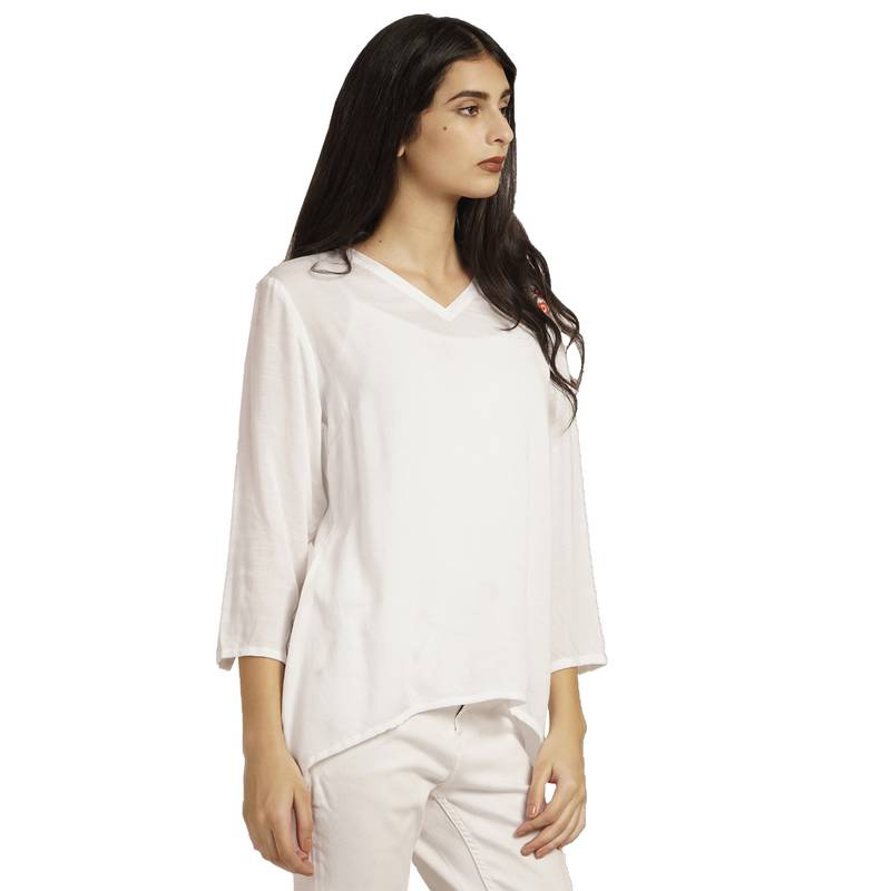 White plain cotton long-tops - BKind - 2762242