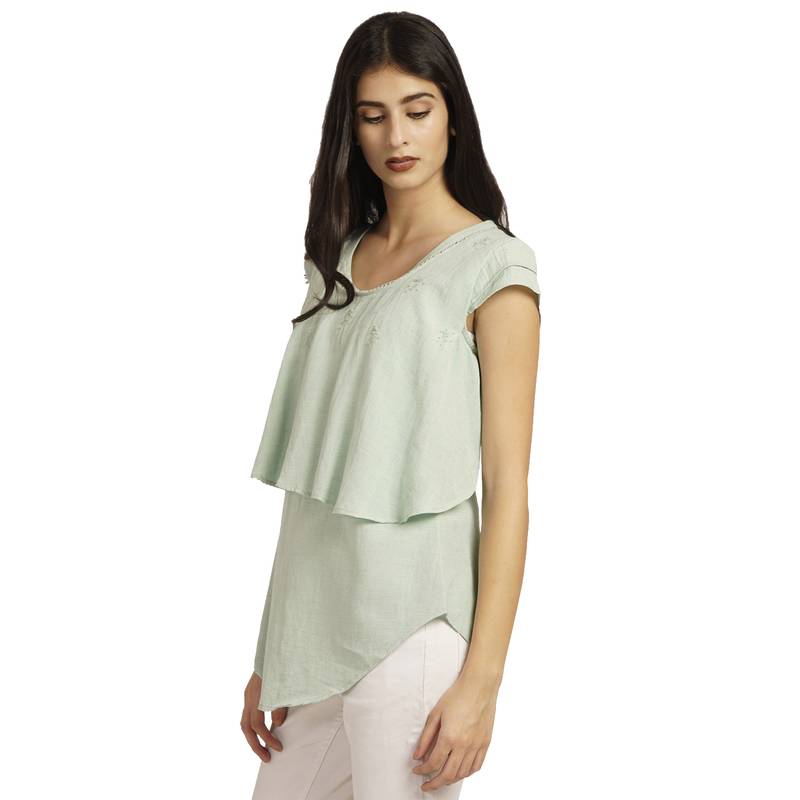 Green plain linen long-tops - BKind - 2762256
