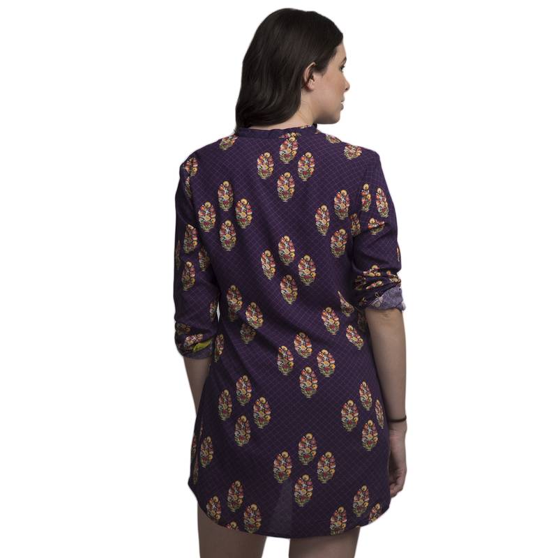 Purple printed cotton long-tops - BKind - 2762353