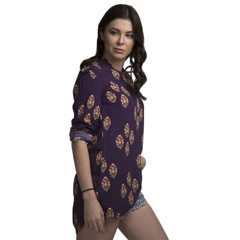 Purple printed cotton long-tops - BKind - 2762353
