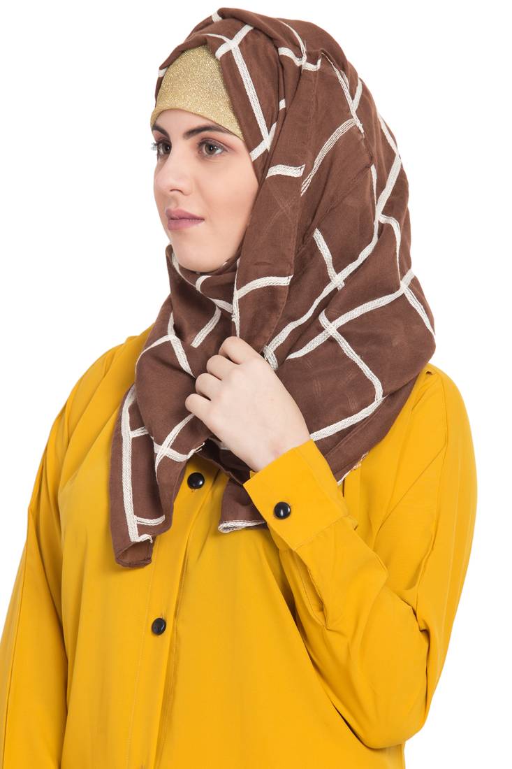 Brown Cotton Islamic Hijab - Mean Zoom - 2763445