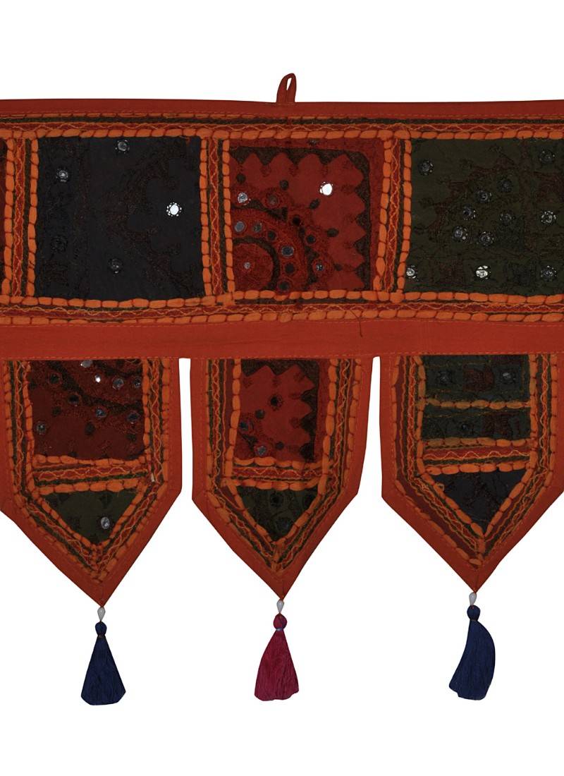 Rajasthani Embroidered Design Cotton Patchwork Door Hanging 39 X 16 ...