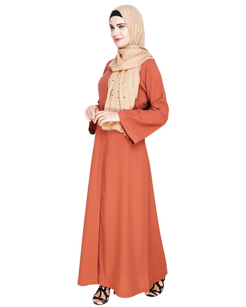 Modest Forever Red embroidered polyester abaya - Modest Forever - 2766275