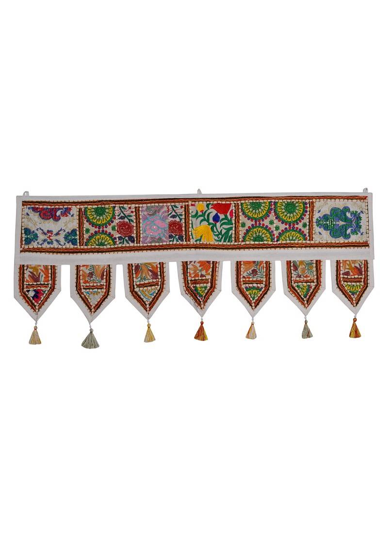 Lal Haveli Mirror Work Cotton Door Hanging Toran 39 X 16 inches - LAL ...