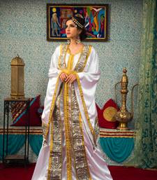 White Color Thread Work Morrocon Muslim Wedding Dress Kaftan - Kolkozy ...