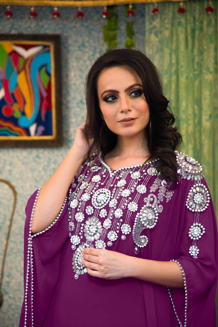 Purple Color Trendy Free Size Muslim Wedding Dress Kaftan - Kolkozy ...