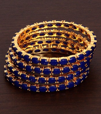 Blue stone gold bangles store
