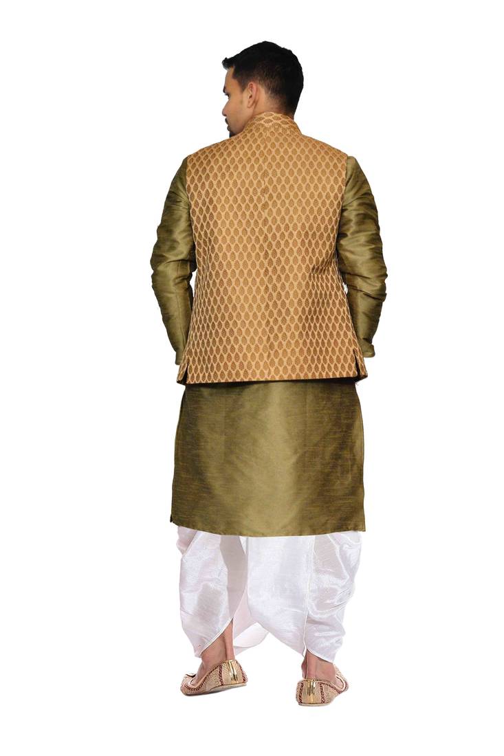 Copper Woven Art Silk Dhoti Kurta - Inyour - 2771067
