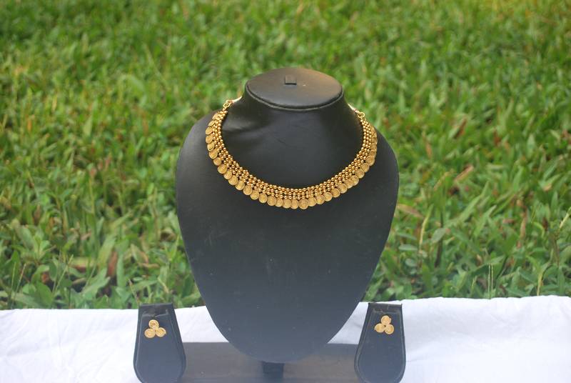 Incredibly gold plated jalebi design choker necklace set - Reeti ...