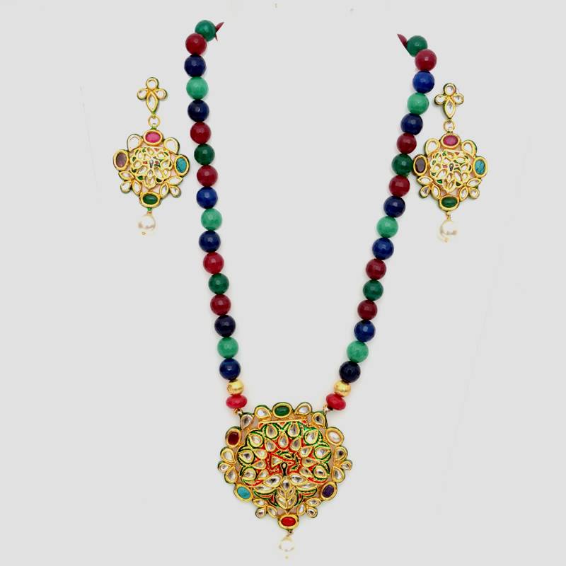 Royal Kundan, Jaipuri & Gold Patra Beads, Onyx Necklace - getjewelified ...