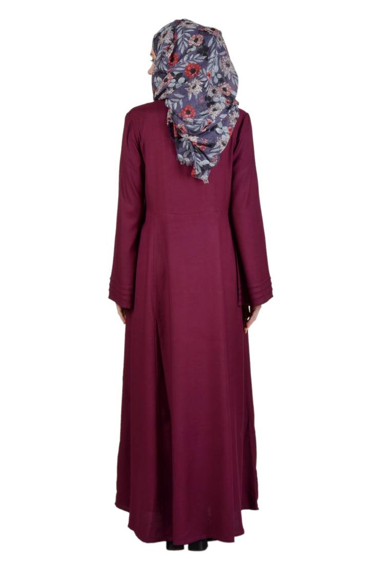 Nasfir Pleated Yoke Half Open Burgundy - Nasfir Islamic Clothing - 2774112