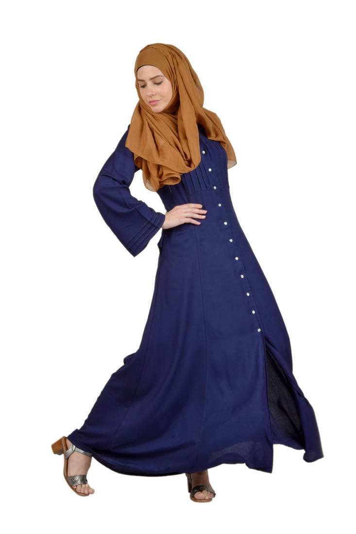 Nasfir Pleated Yoke Front Open Blue - Nasfir Islamic Clothing - 2774113