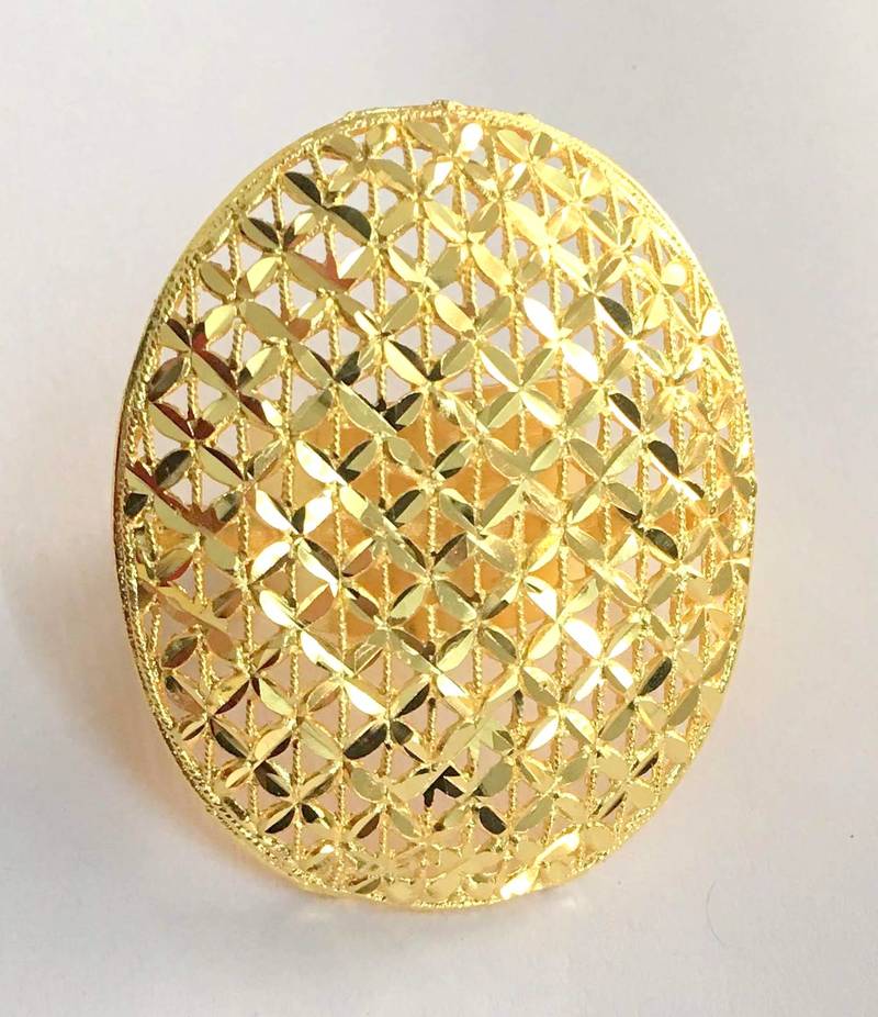 Big Gold Plated Finger Ring, Adjustable Size - ETHNIC INDIA - 2778996