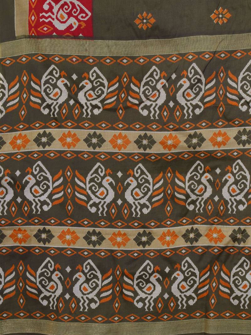 Green printed polycotton saree with blouse - Luvberry - 2782859