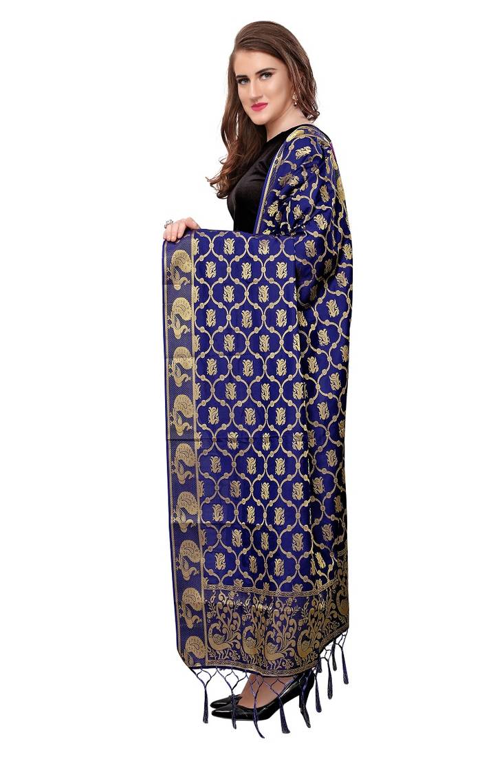 Navy Blue Color Banarasi Weaving Dupatta - Epsilon Sales - 2789562
