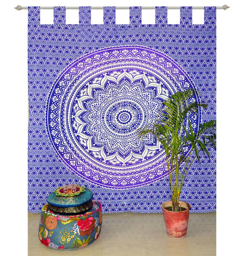 Tab Top Tapestry Curtain 2 Valances Drape Panel Boho Decor Window ...
