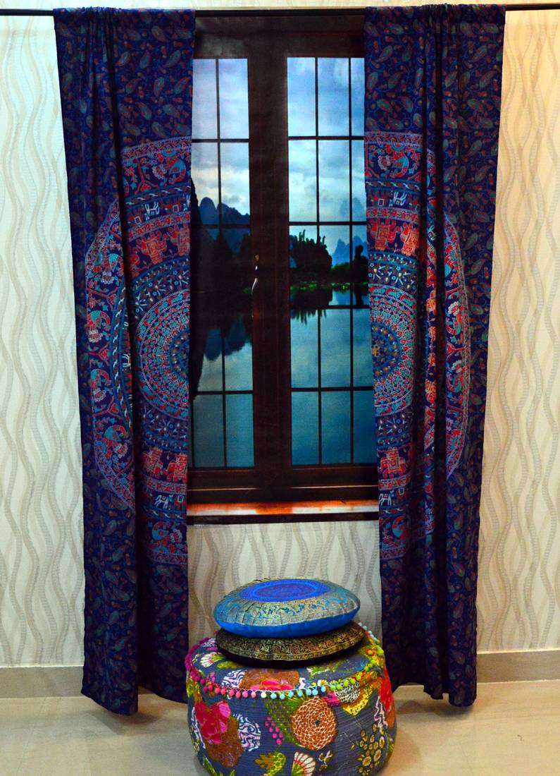 Mandala Window Tab top Curtains Indian Drape Balcony Room Decor Curtain ...