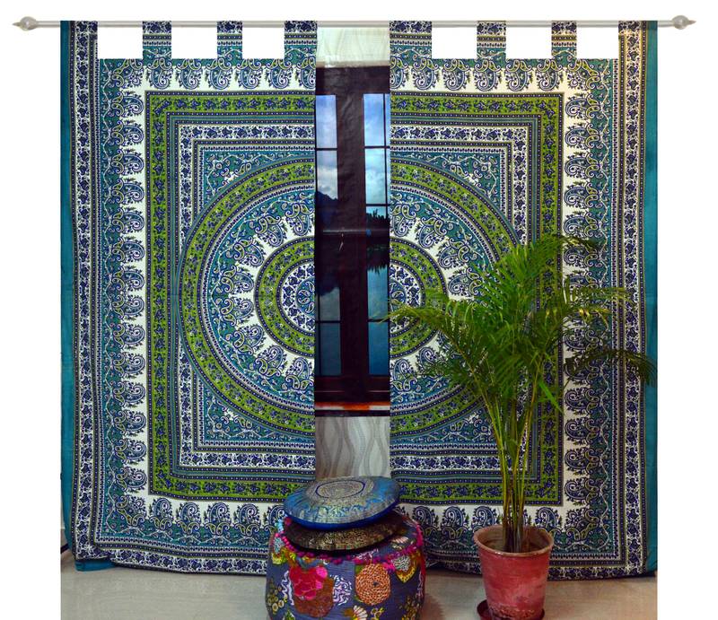 Mandala Window Tab top Curtains Indian Drape Balcony Room Decor Curtain ...