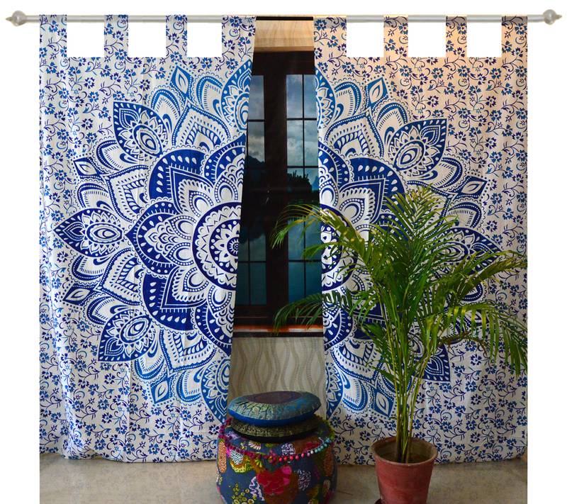 Indian Mandala Curtains Set Decorative Indian Tab Top Curtains Mandala ...