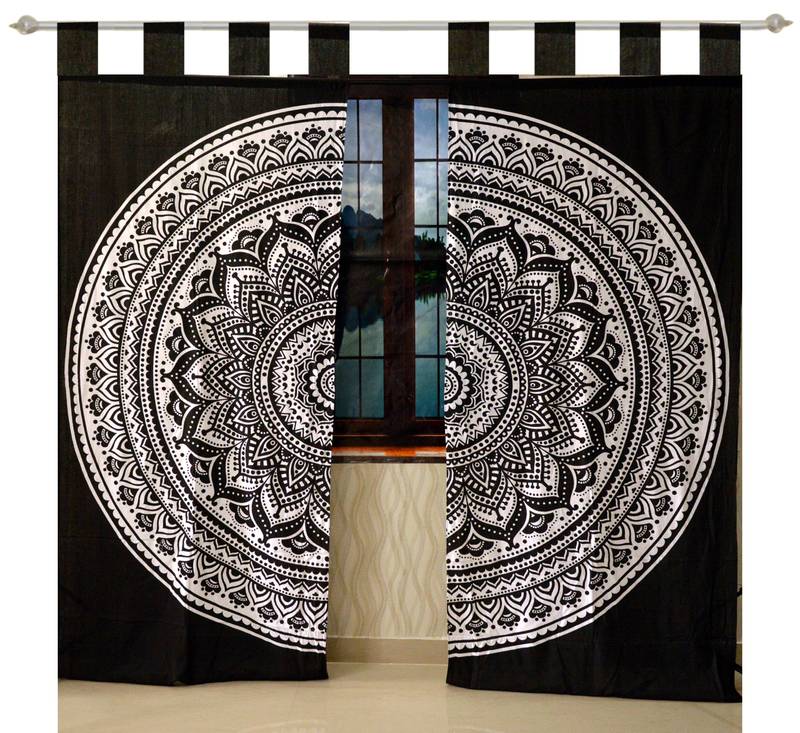 Indian Mandala Curtains Set Decorative Indian Tab Top Curtains Mandala ...
