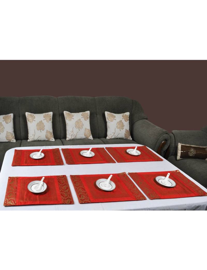 Lal Haveli Dining Table Mat Set of 6 silk Placemats Set Dining Table ...
